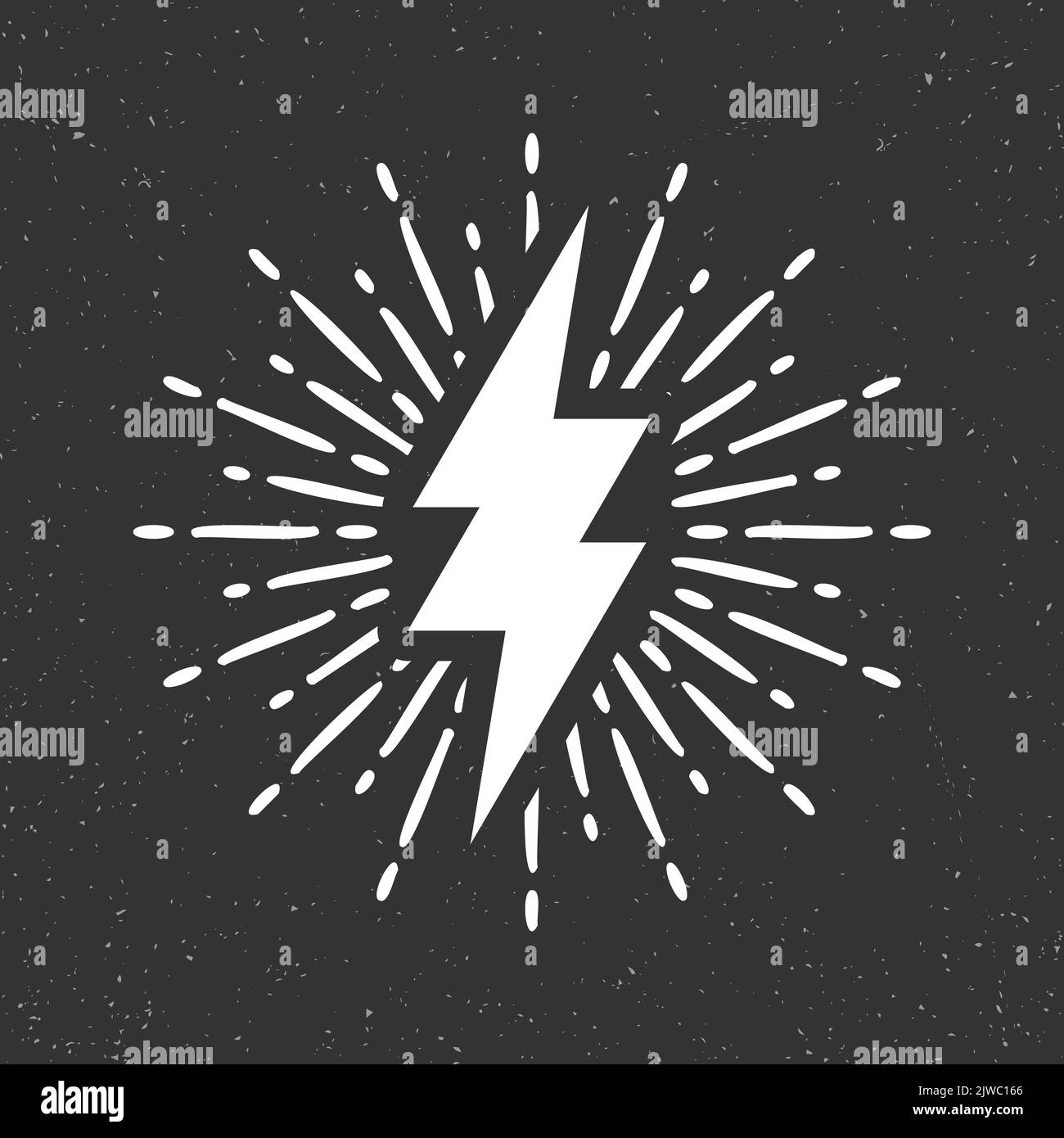 Vintage lightning bolt and sun rays on grunge background. Lightnings ...