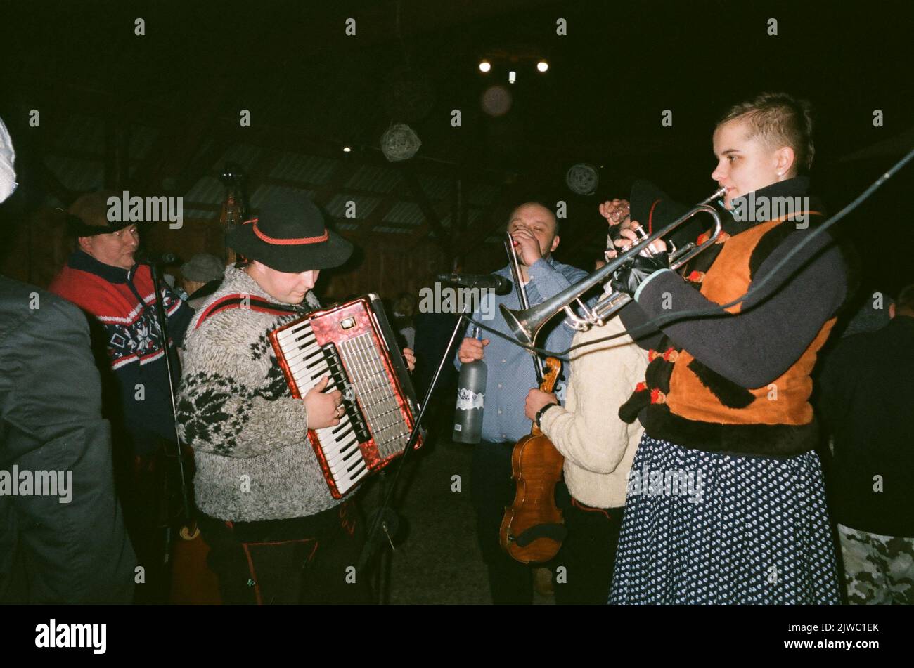 CIRCA 1995 - Zakopane, Poland - Flash analog photo of a highlander ...