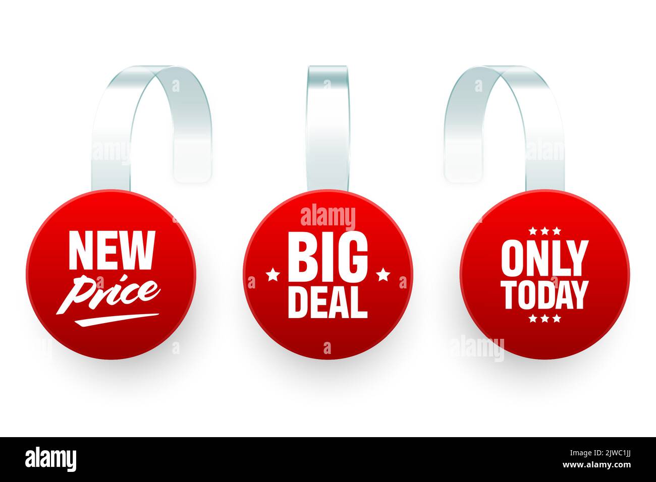 Supermarket promotional wobblers isolated on white background ...