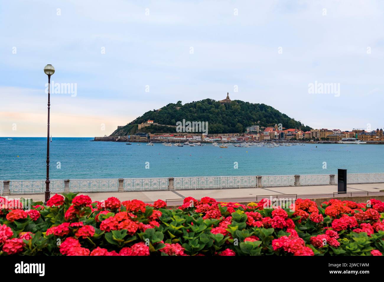 View of La Concha bay and mount Urgull, San Sebastian Donostia at ...