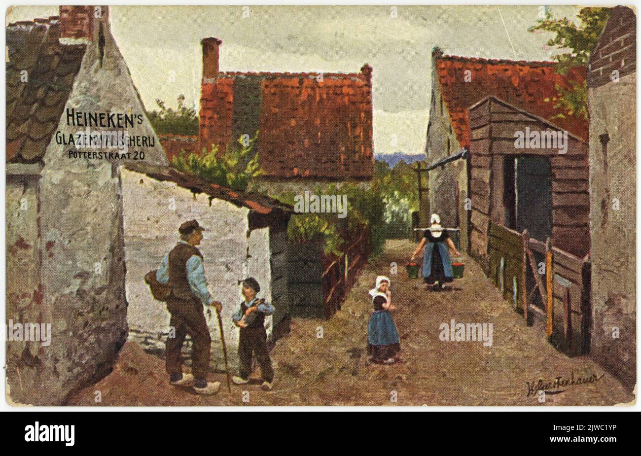 Face in a street in a (fictional?) Village on a postcard that is ...