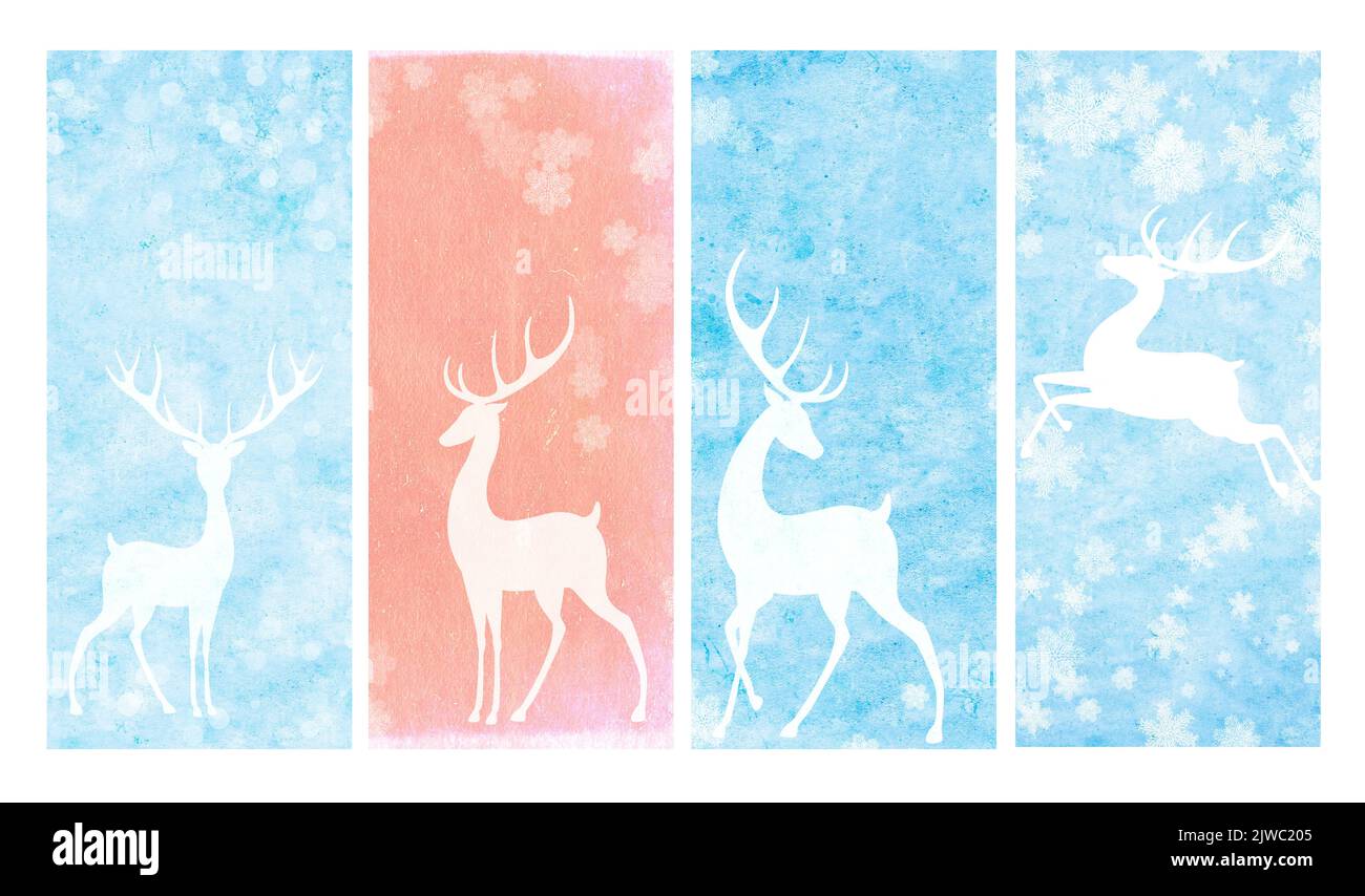 Set of Christmas vertical banners with old paper texture of blue and ...