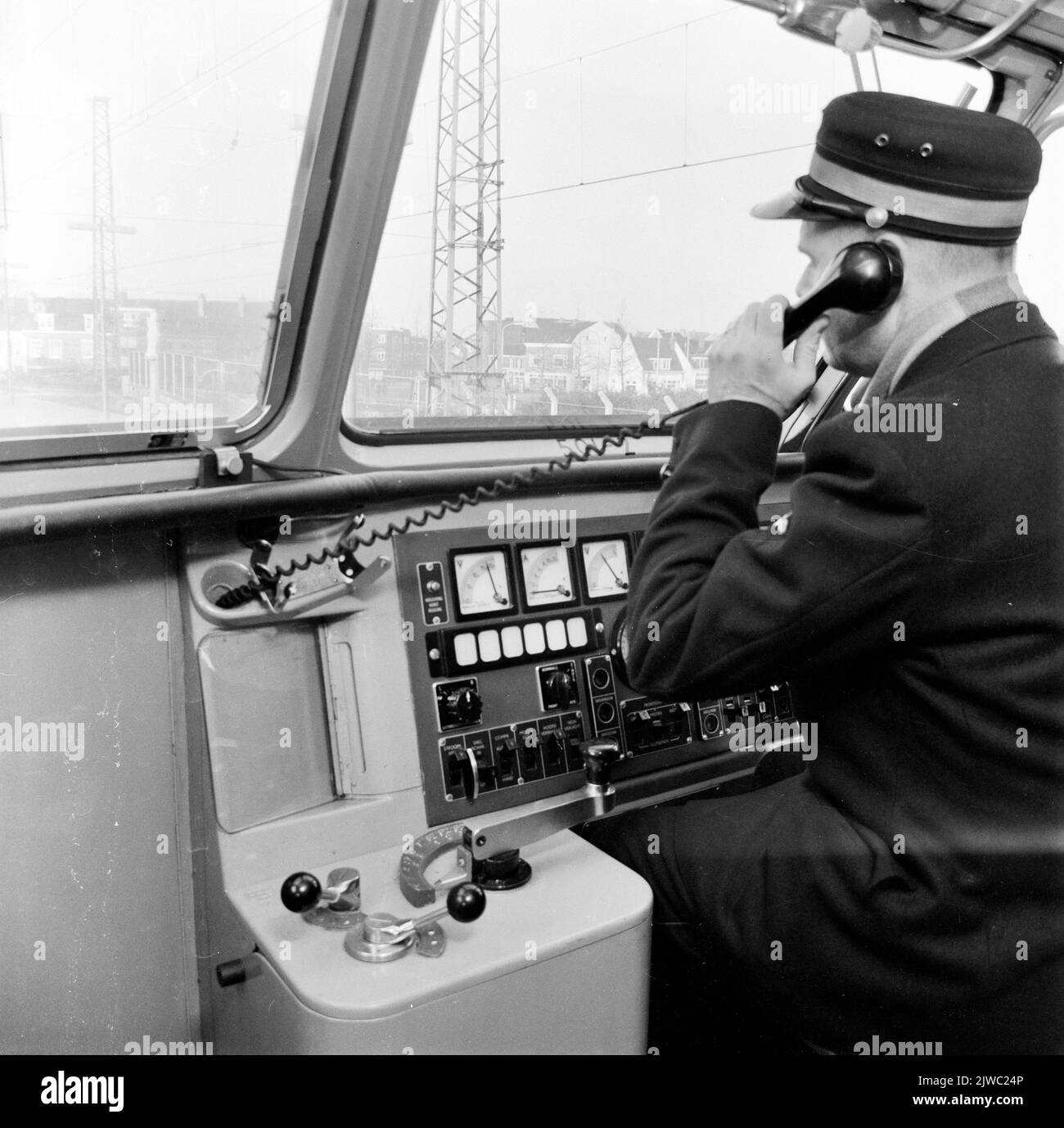 Image of a driver in the cabin (steering position) of the Electric ...