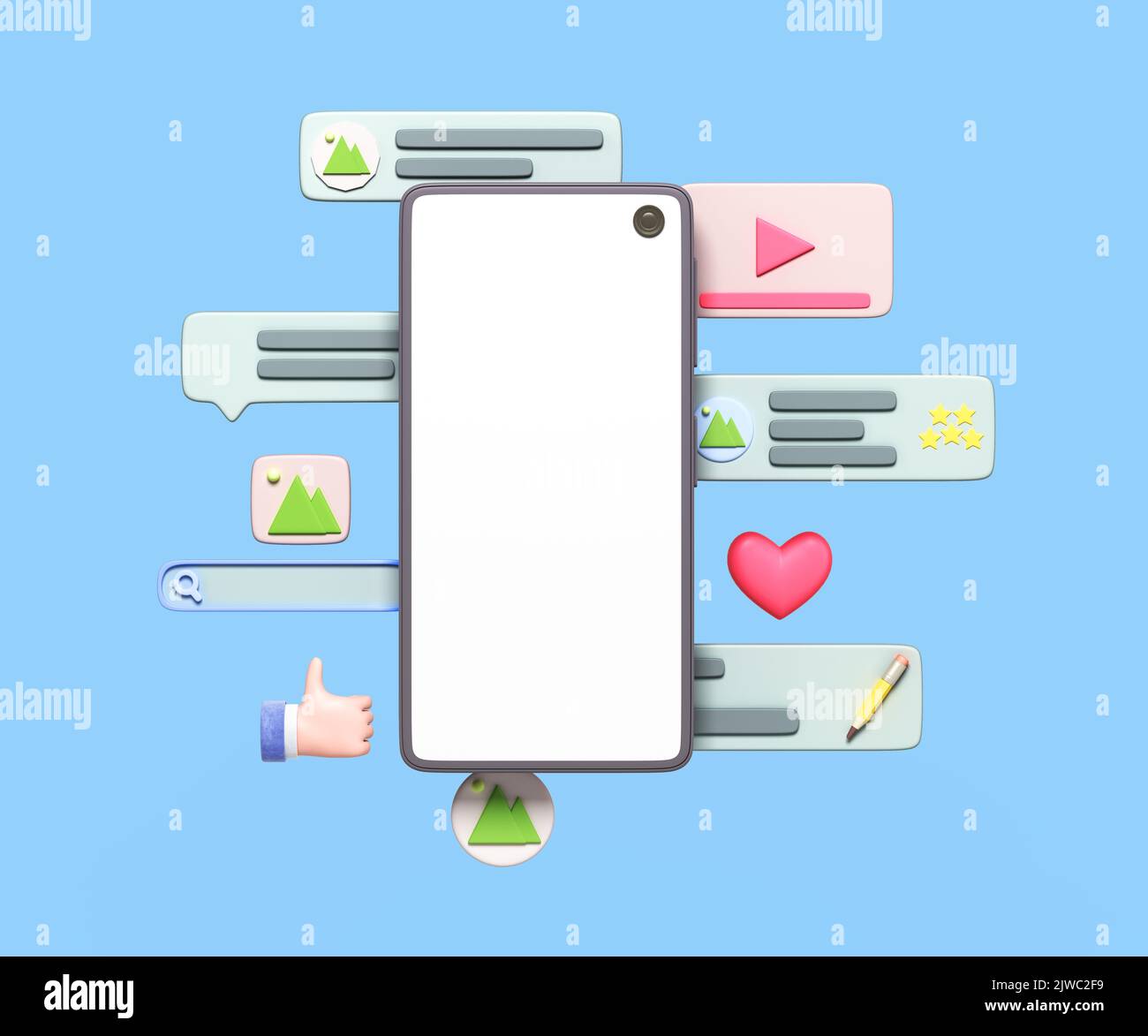 mobile application development concept smartphone with ui elements ...
