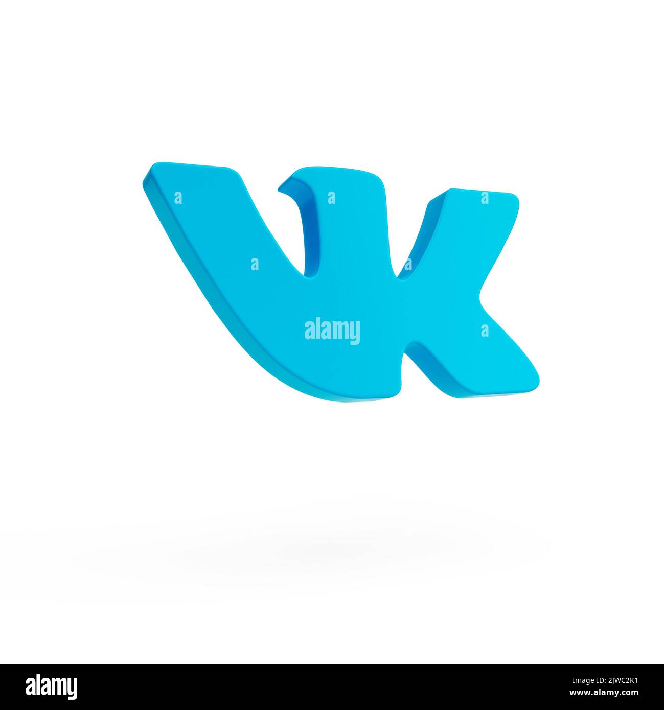 VK - realistic 3D social media logo floating isolated on a white ...