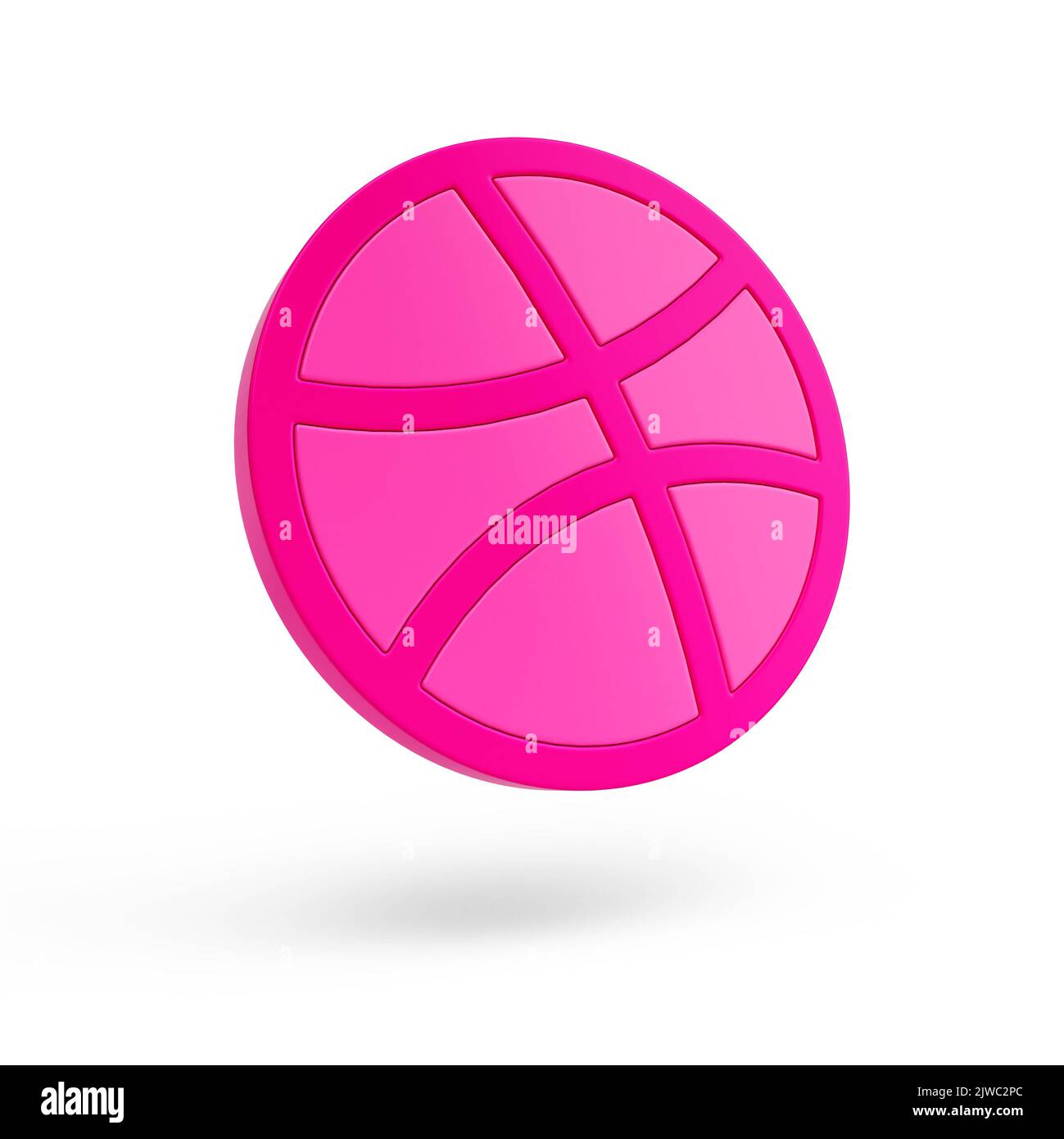 Dribbble - realistic 3D social media logo floating isolated on a white ...