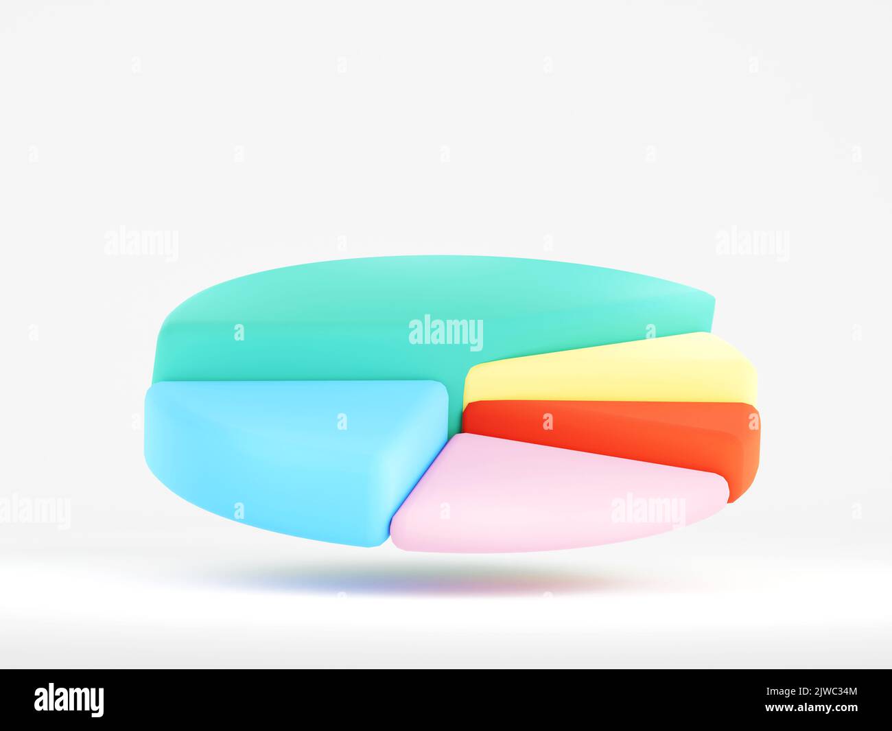 3D Multi-Color pie chart on white background. Business presentation. 3D ...