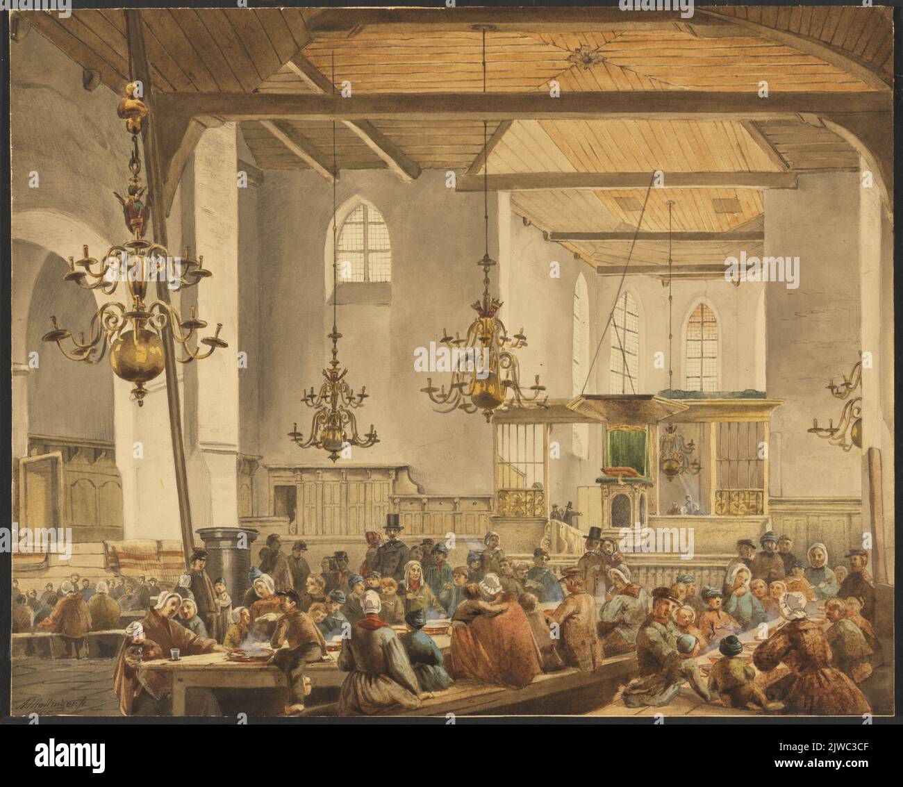 Interior of the Geertekerk in Utrecht: face from the ship to the choir ...