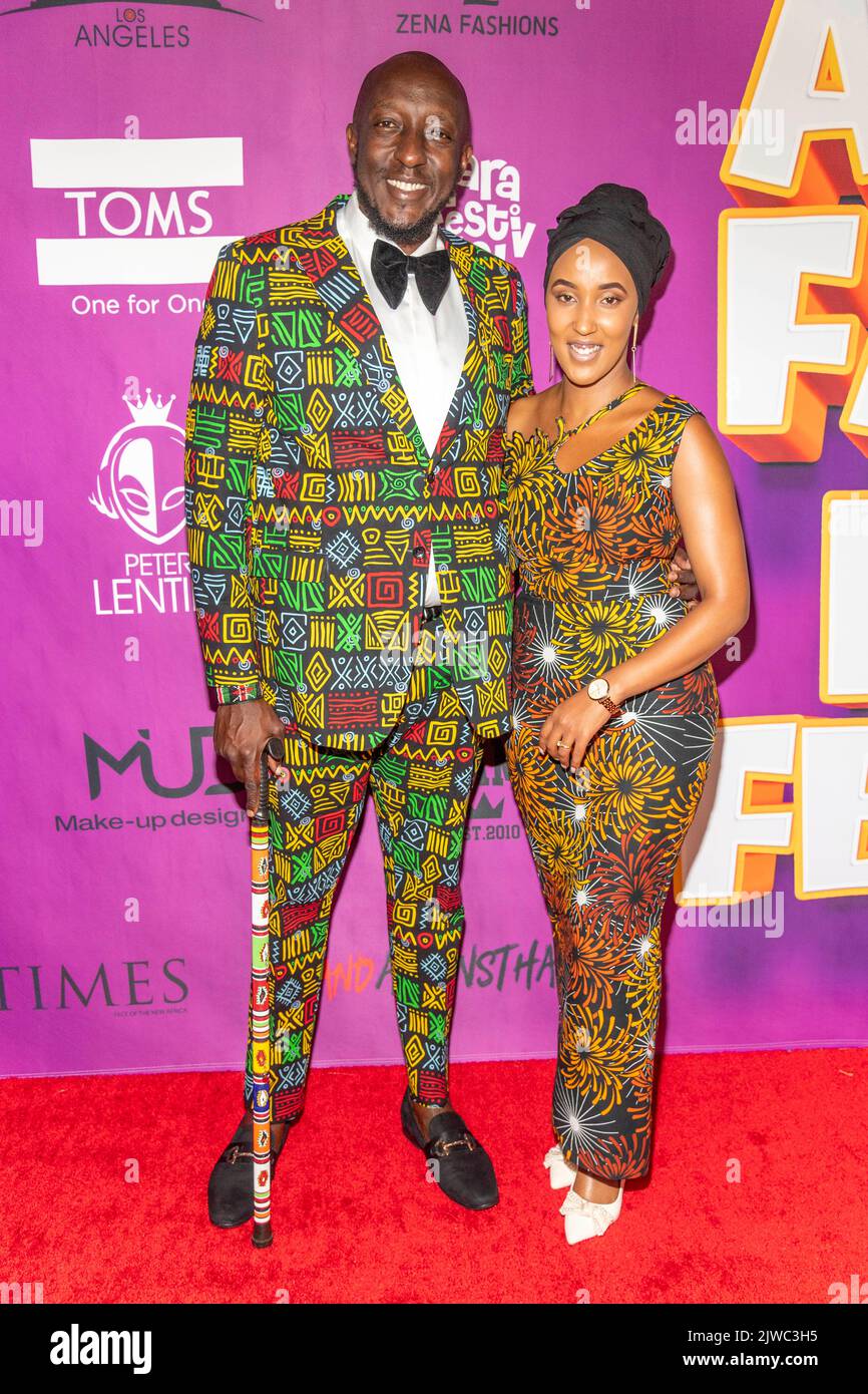 Los Angeles, USA. 04th Sep, 2022. Tomas Kwaka Omolo with wife Shiela ...
