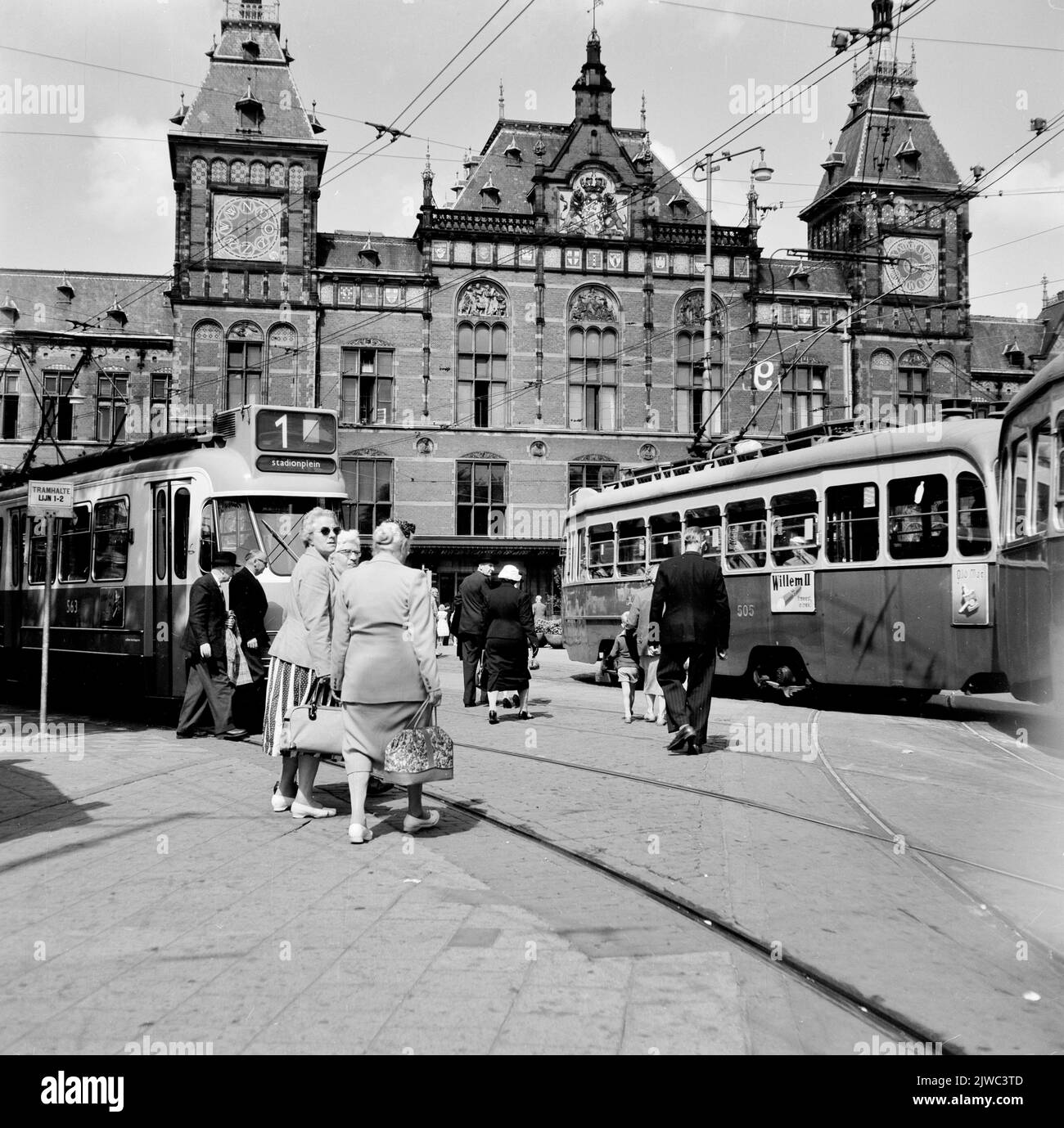 Image of trams for the N.S station Amsterdam et al. in Amsterdam Stock ...