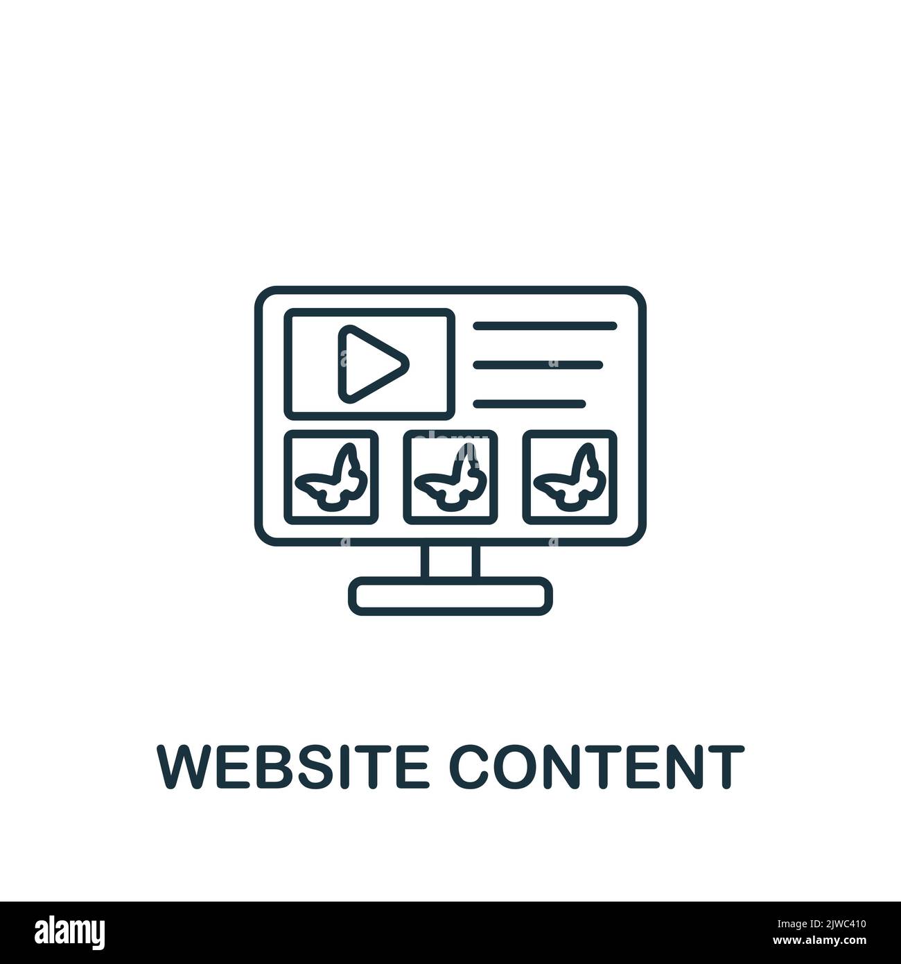 Website Content icon. Line simple Web Development icon for templates ...