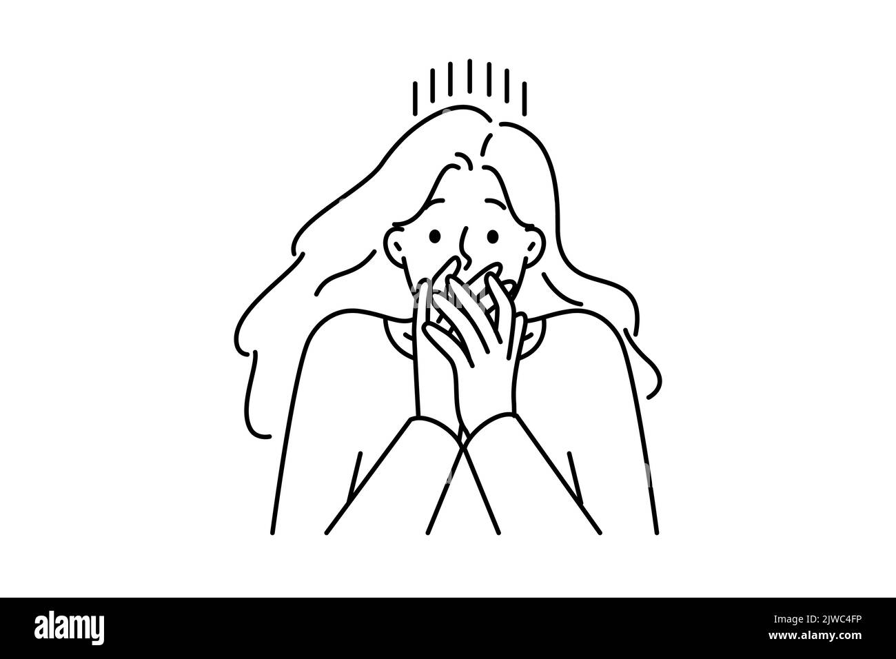 Woman Shut Mouth Frustrated With Fear Or Shock Stunned Female