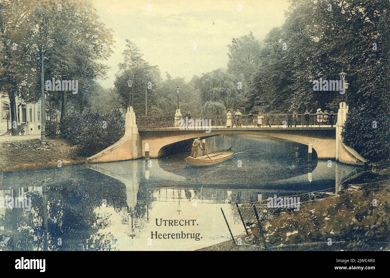 View of the Stadsbuitengracht in Utrecht with the Herenbrug in the ...