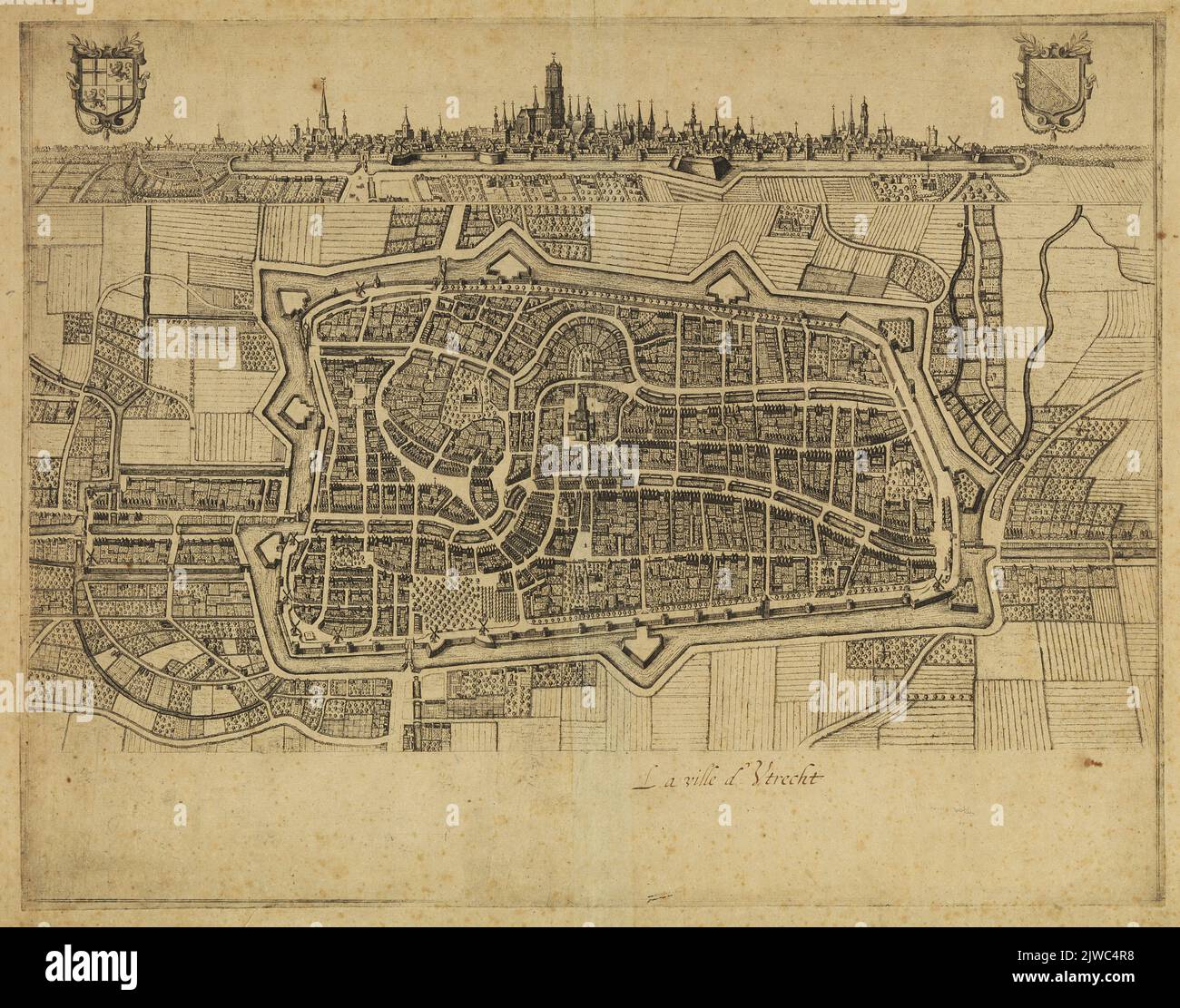 Map of the city of Utrecht with immediate surroundings; With representation of the street plan ...