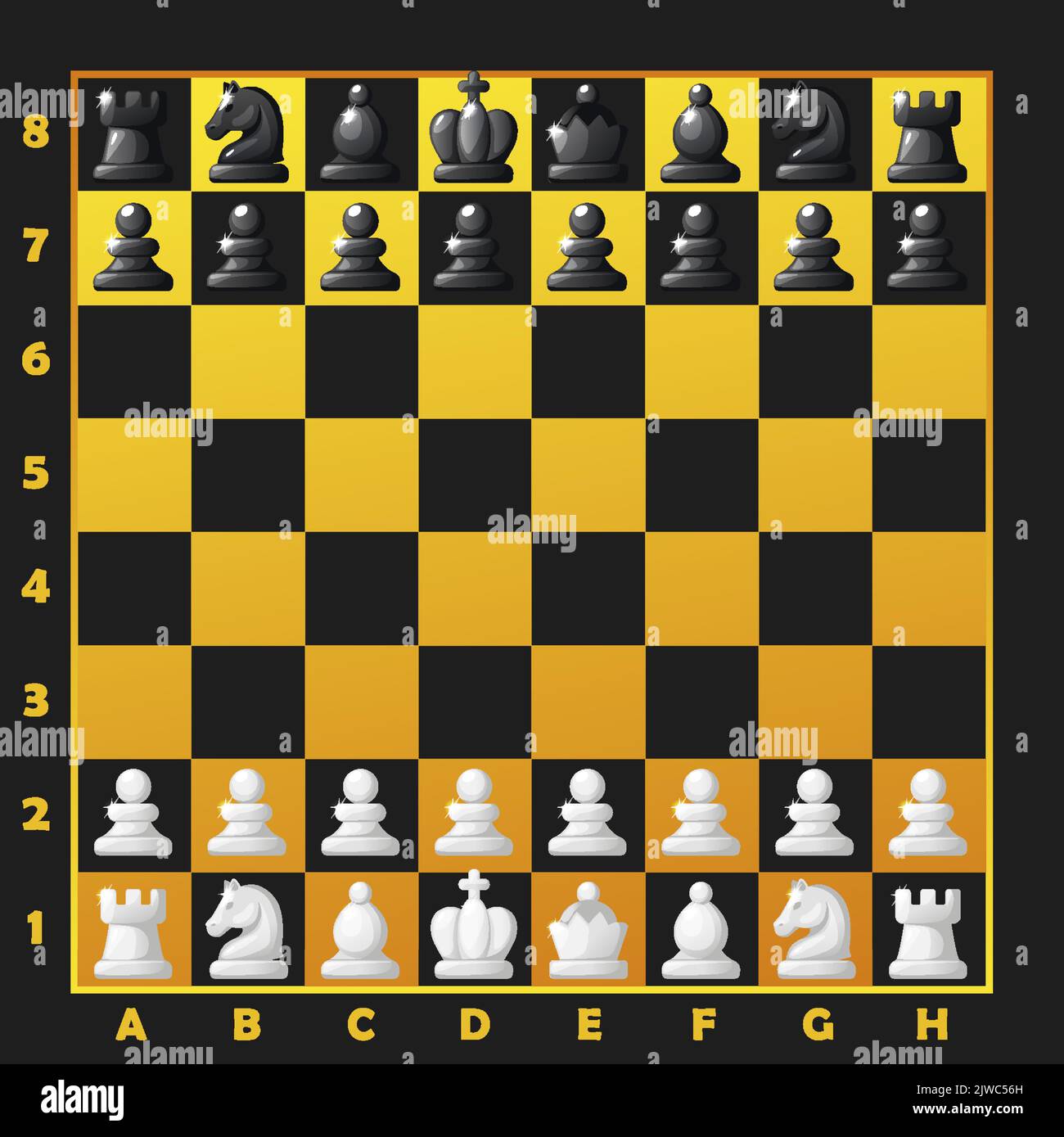 Golden Chess board and set chess figures for 2D game UI Stock Vector ...