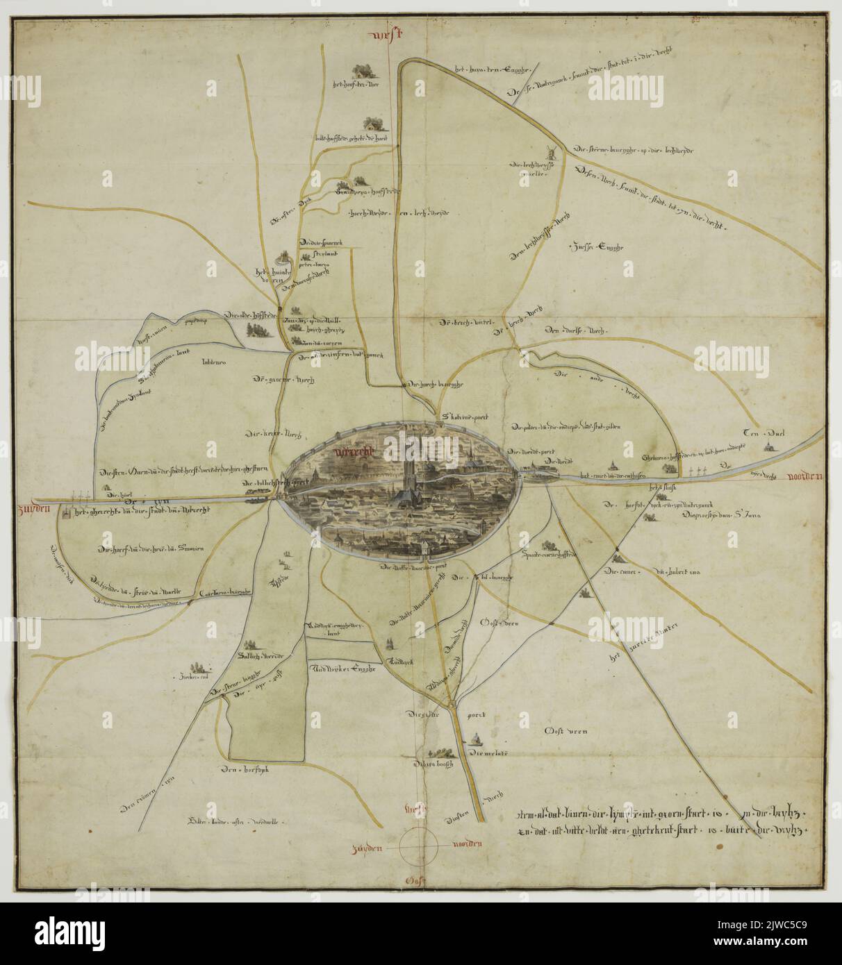 Map of the city freedom of Utrecht, the area of the city center with ...