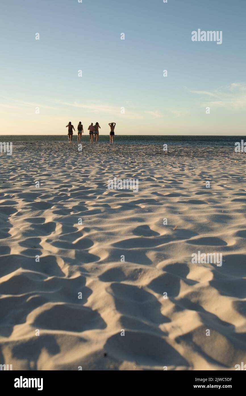 Women walking on the beach at the sunset Stock Photo - Alamy