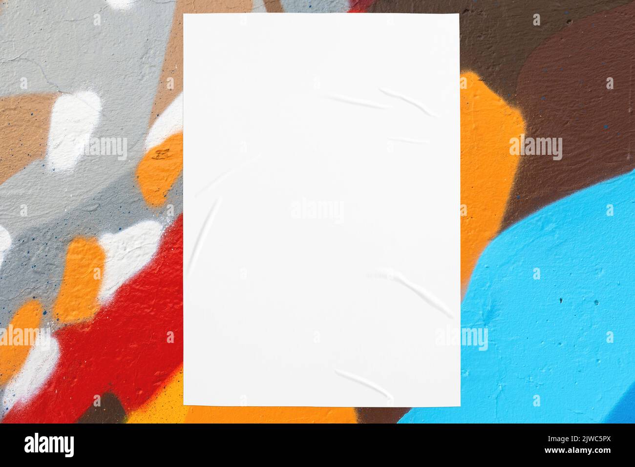 colorful urban wall texture with wrinkled glued poster template Stock ...