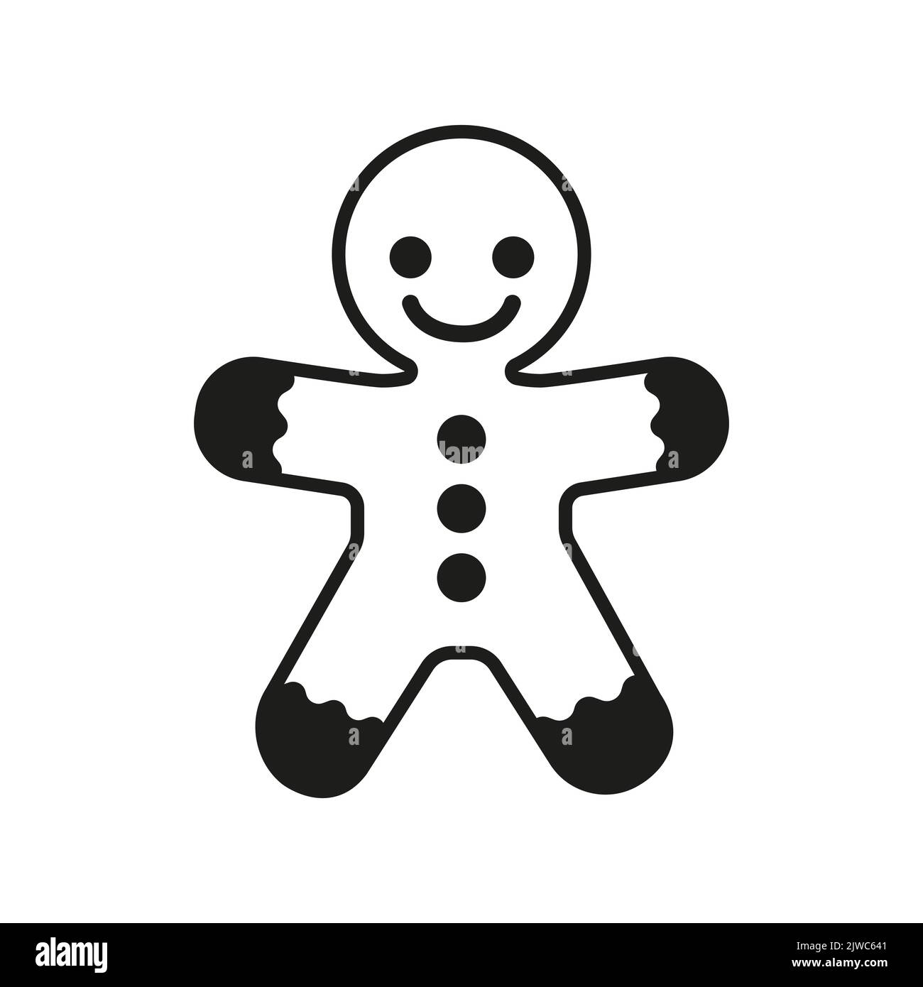 Vector Winter Logo Design Black And White Gingerbread Man Cookie Icon