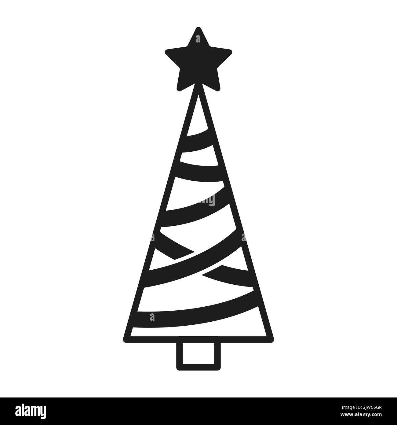 Vector winter logo design. Black and white Christmas tree icon Stock ...
