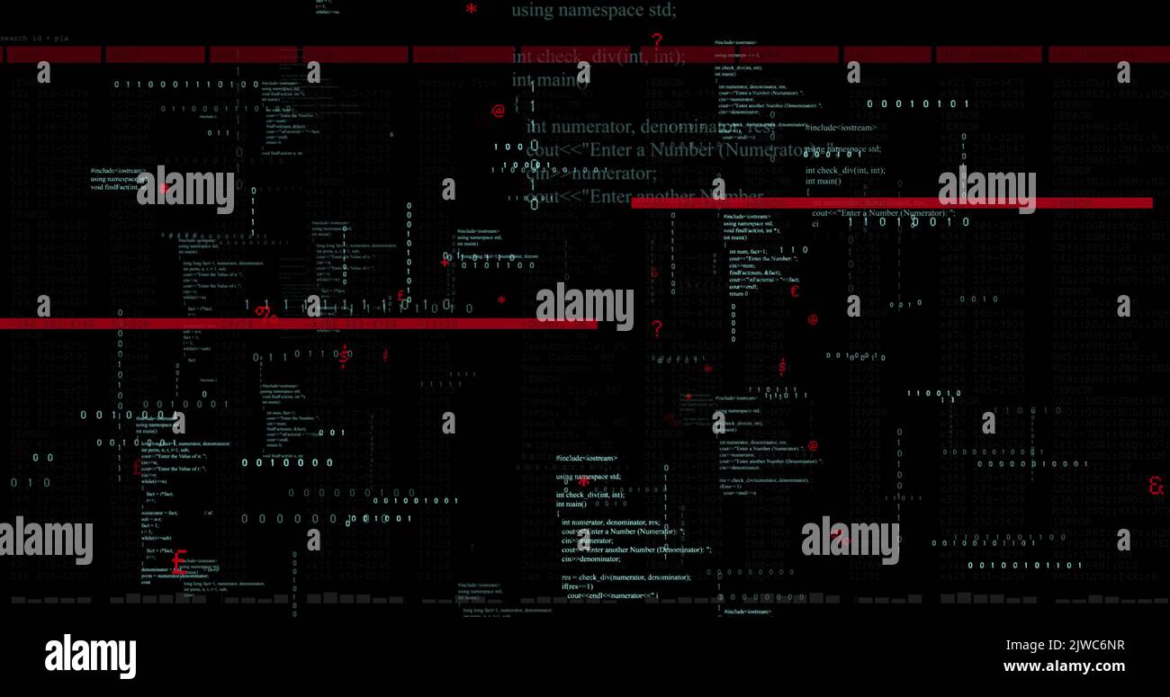Image of data processing on black background Stock Photo - Alamy
