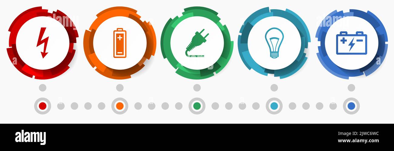 Power concept vector icon set, electricity modern design infographic ...