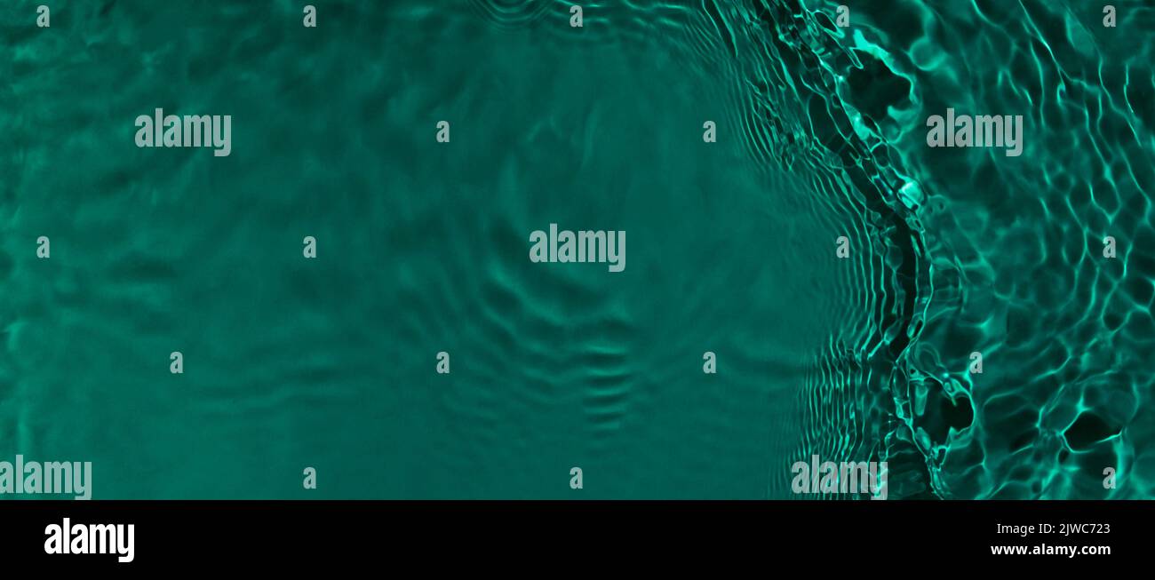transparent dark green clear calm water wave surface texture banner ...