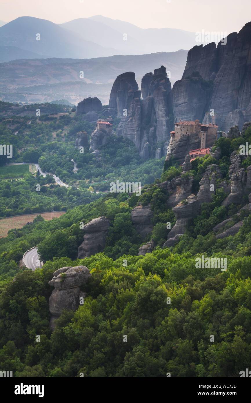 Beautiful landscape with amazing old monasteries of Meteora, Kalabaka ...
