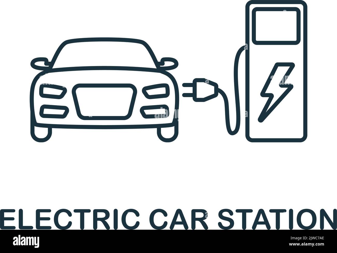 Electric Car Station icon. Line simple line Car Service icon for ...
