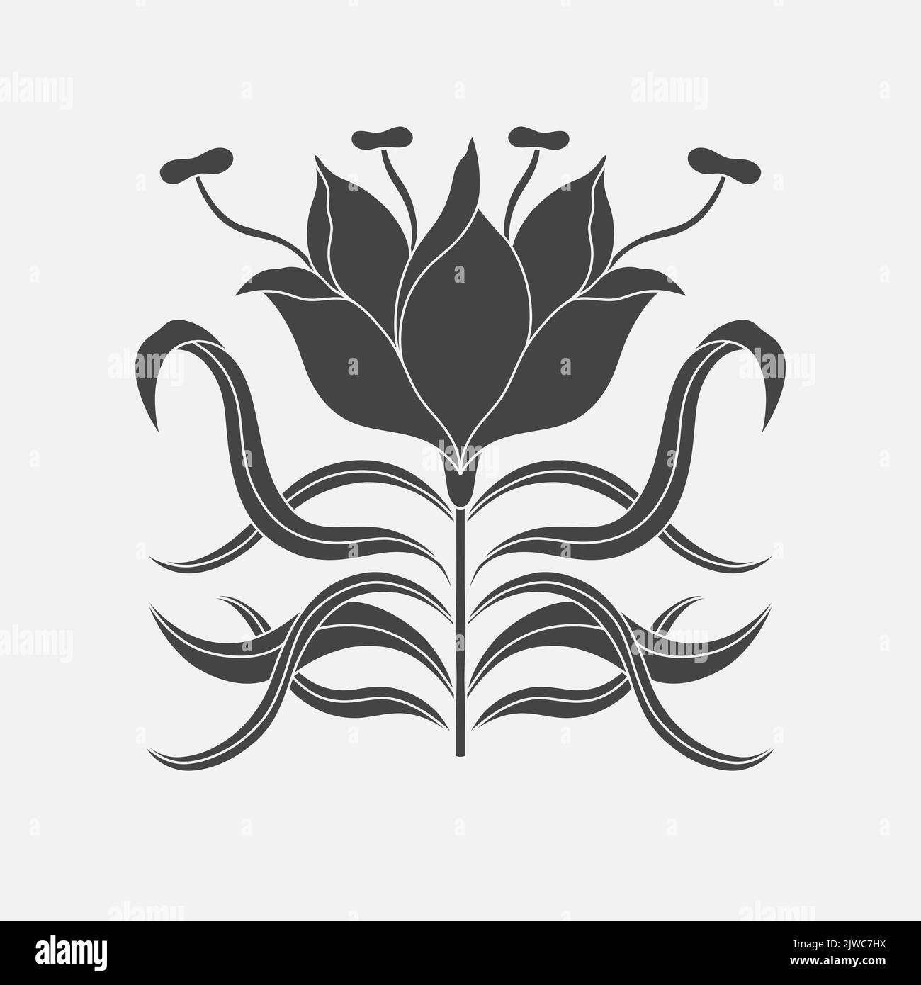 Art nouveau style flower plant basic element. 1920-1930 years vintage ...