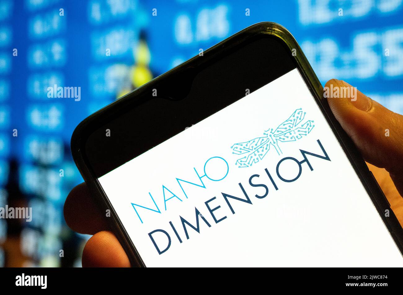 In this photo illustration, the 3D printing company Nano Dimension logo ...