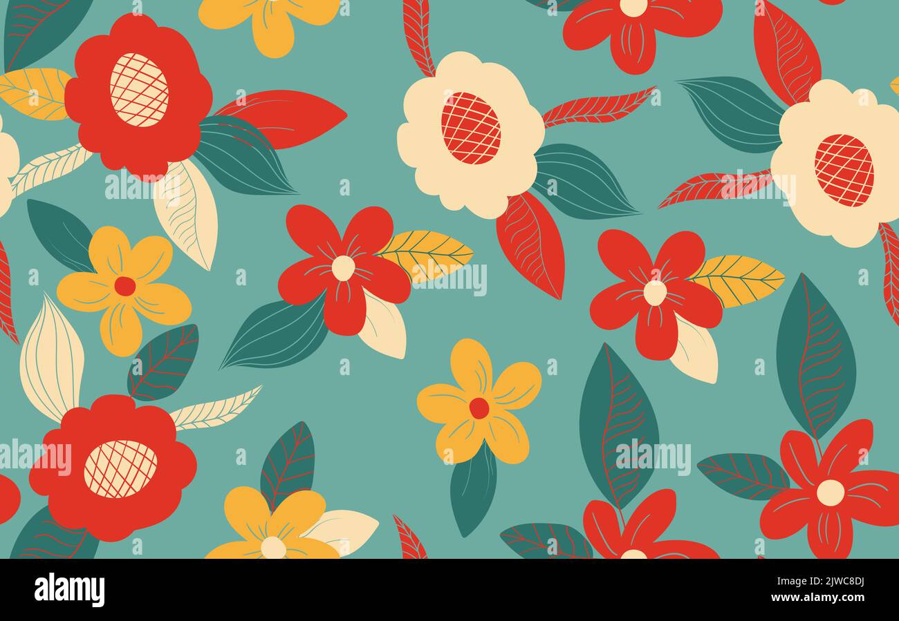 Seamless floral pattern based on traditional folk art ornaments ...