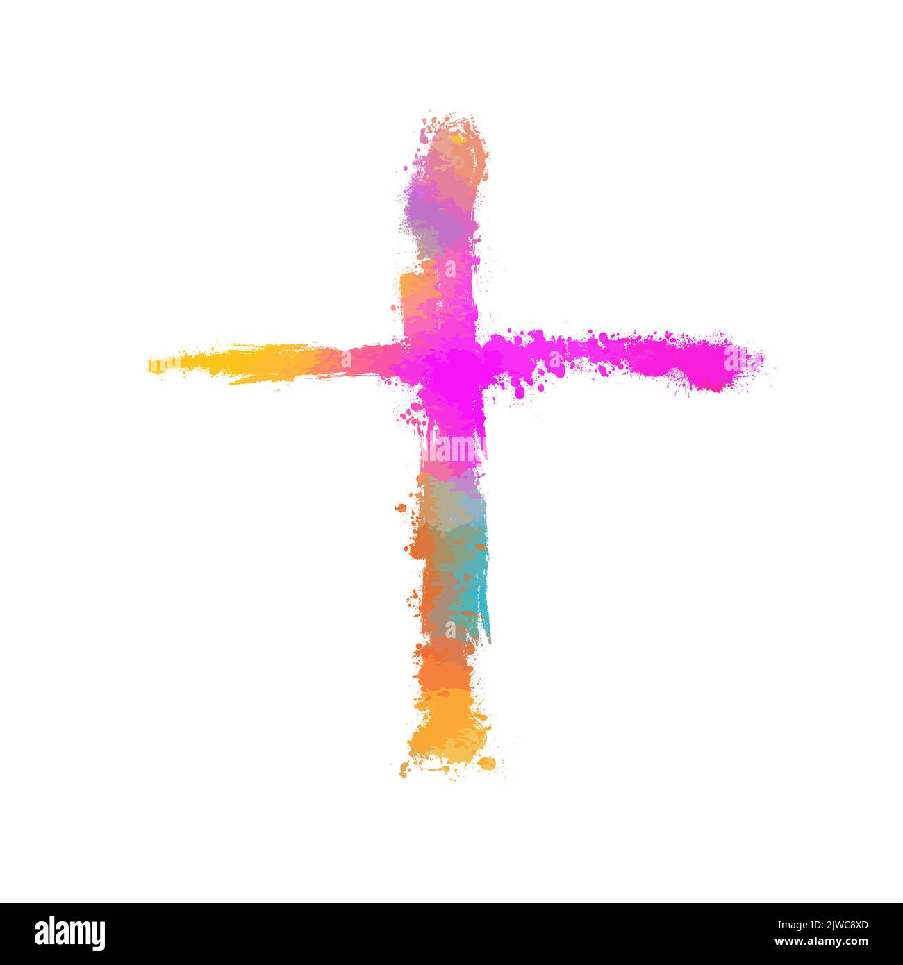 Colored religious cross brushstroke. Vector illustration Stock Vector ...
