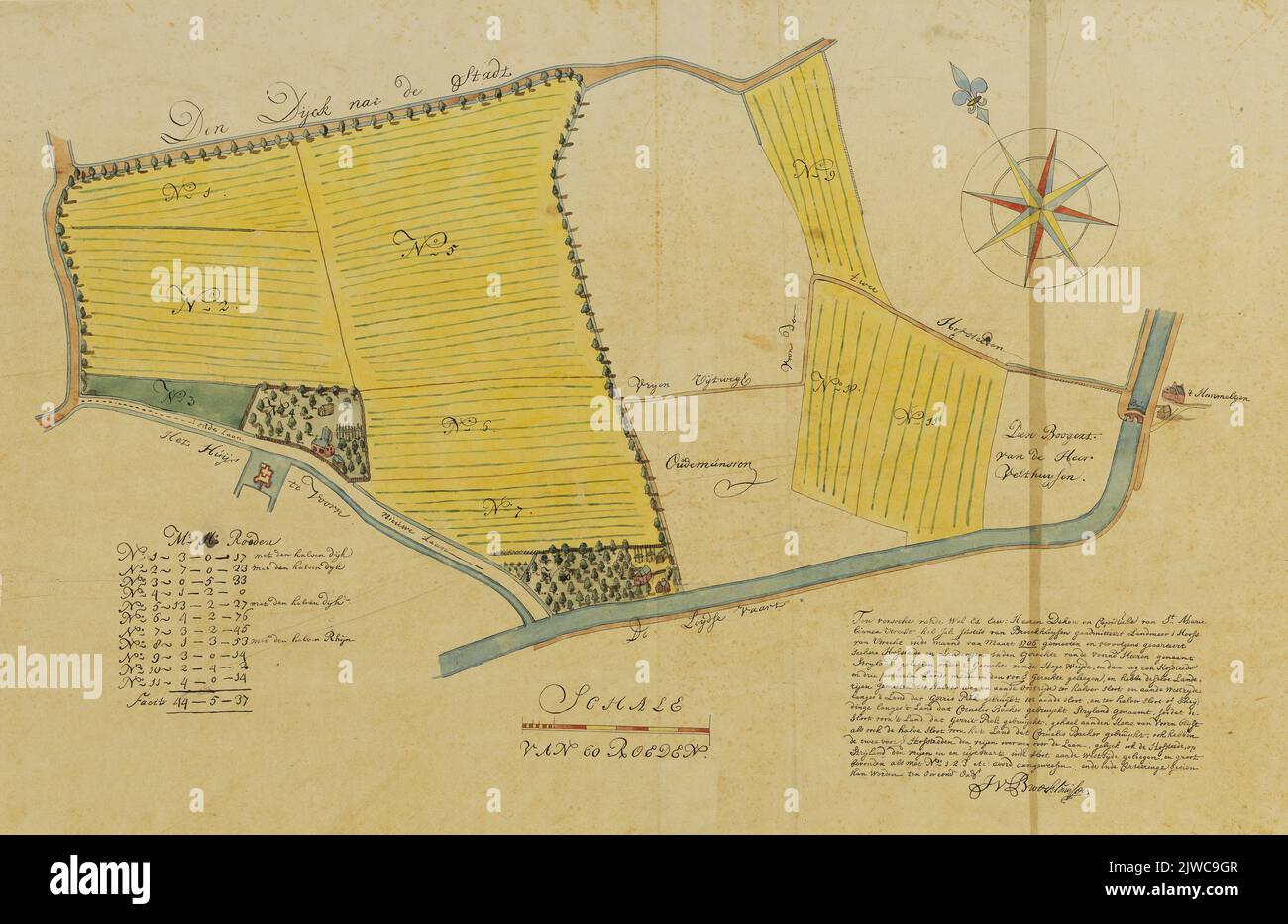 Map of eleven plots of construction and pasture and orchard, located ...