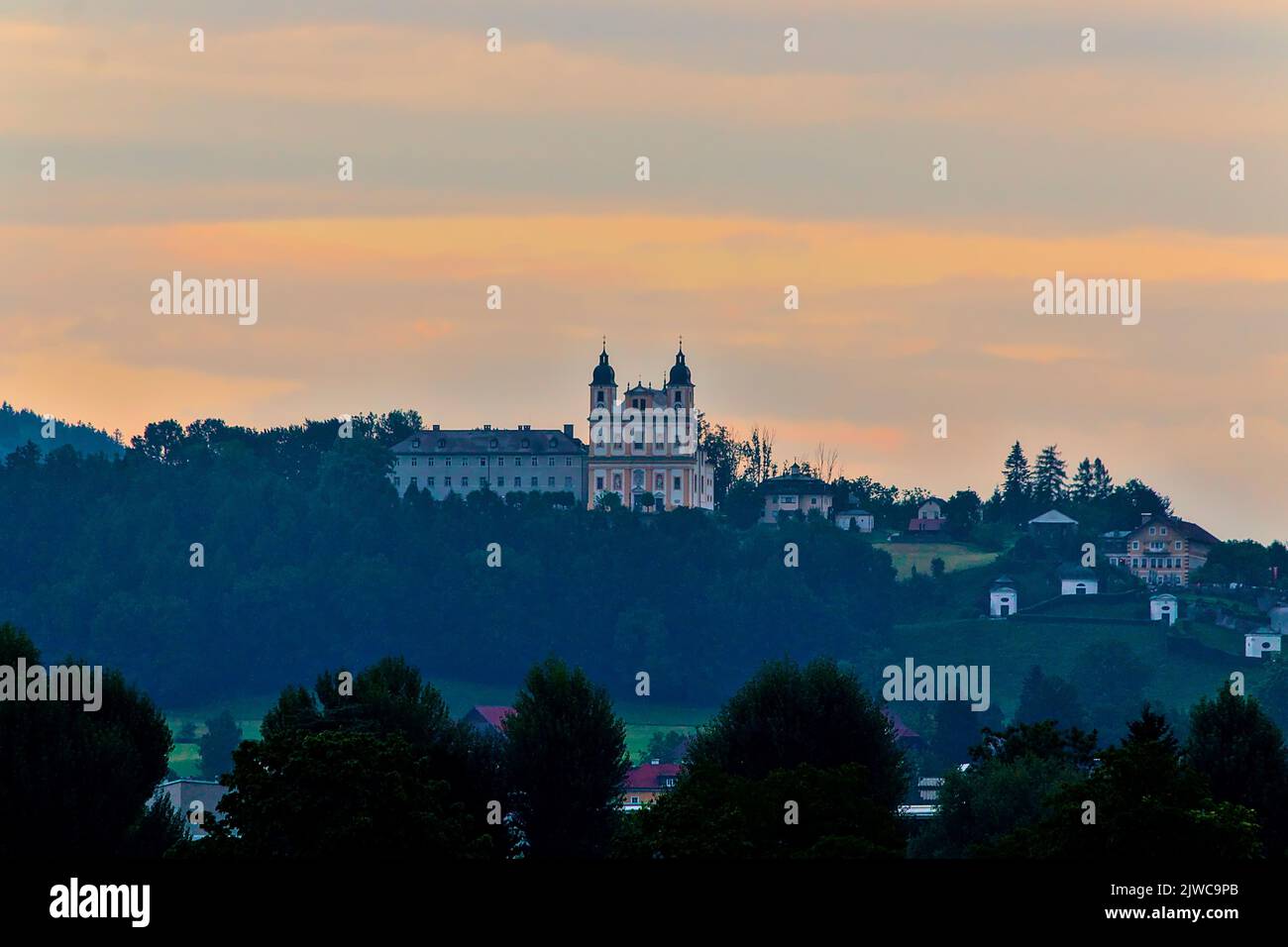 Basilica of Maria Plain from Salzach Bridge Stock Photo - Alamy