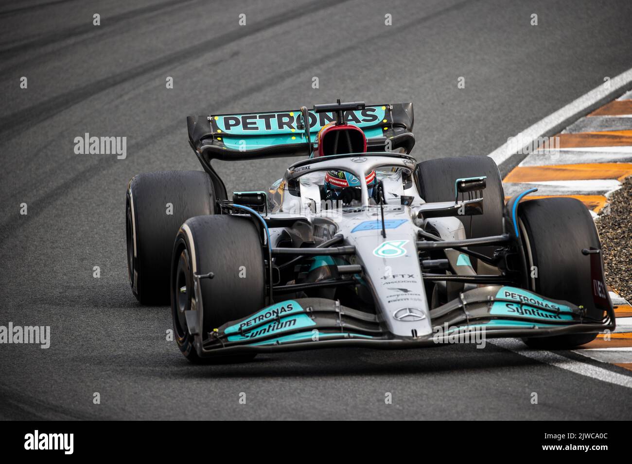 ZANDVOORT - George Russell (63) driving the Mercedes W13 during the F1 ...