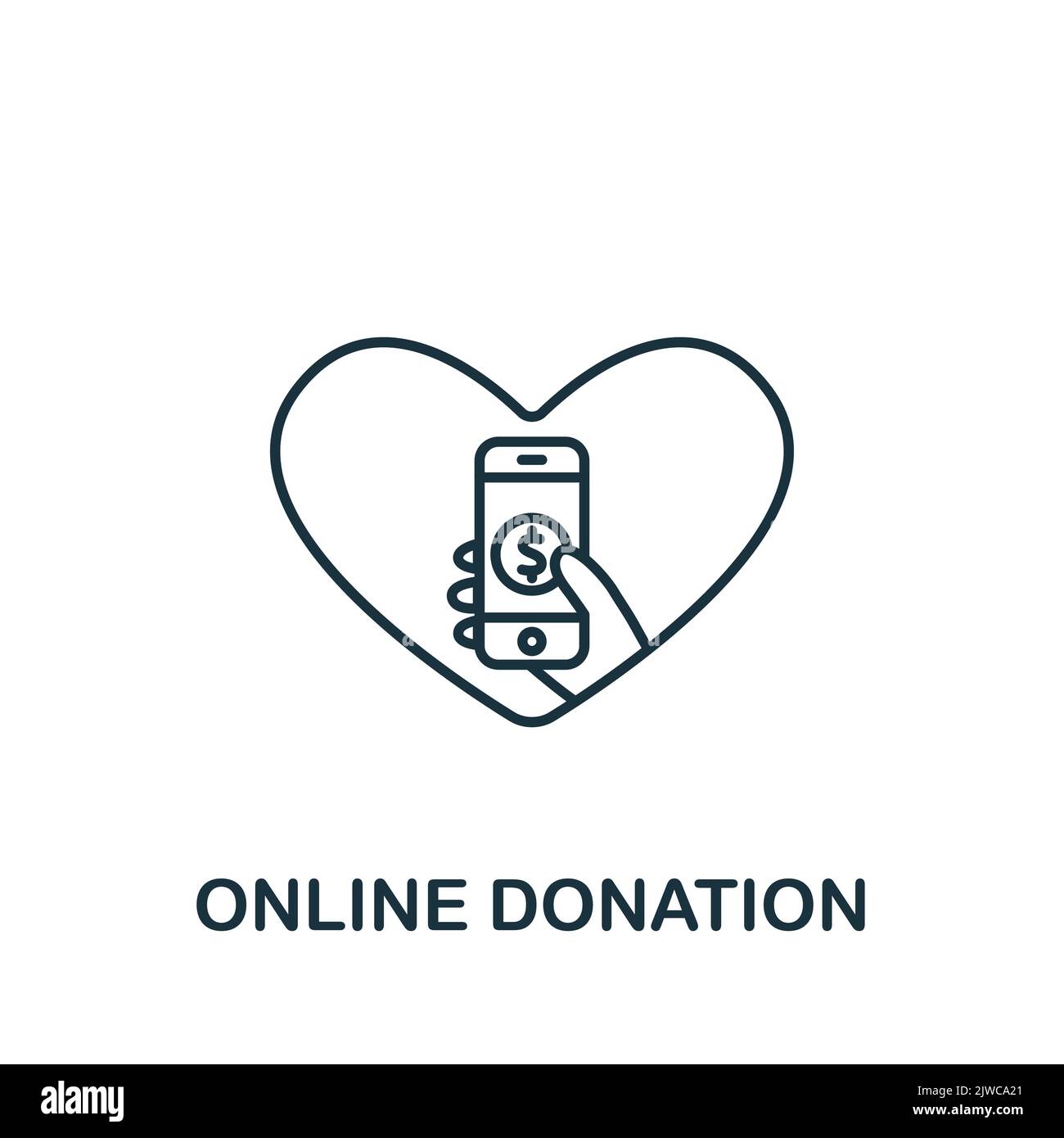 Online Donation icon. Simple line element crowdfunding symbol for ...