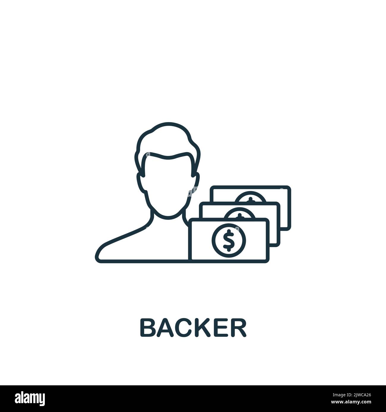 Backer icon. Simple line element crowdfunding symbol for templates, web ...