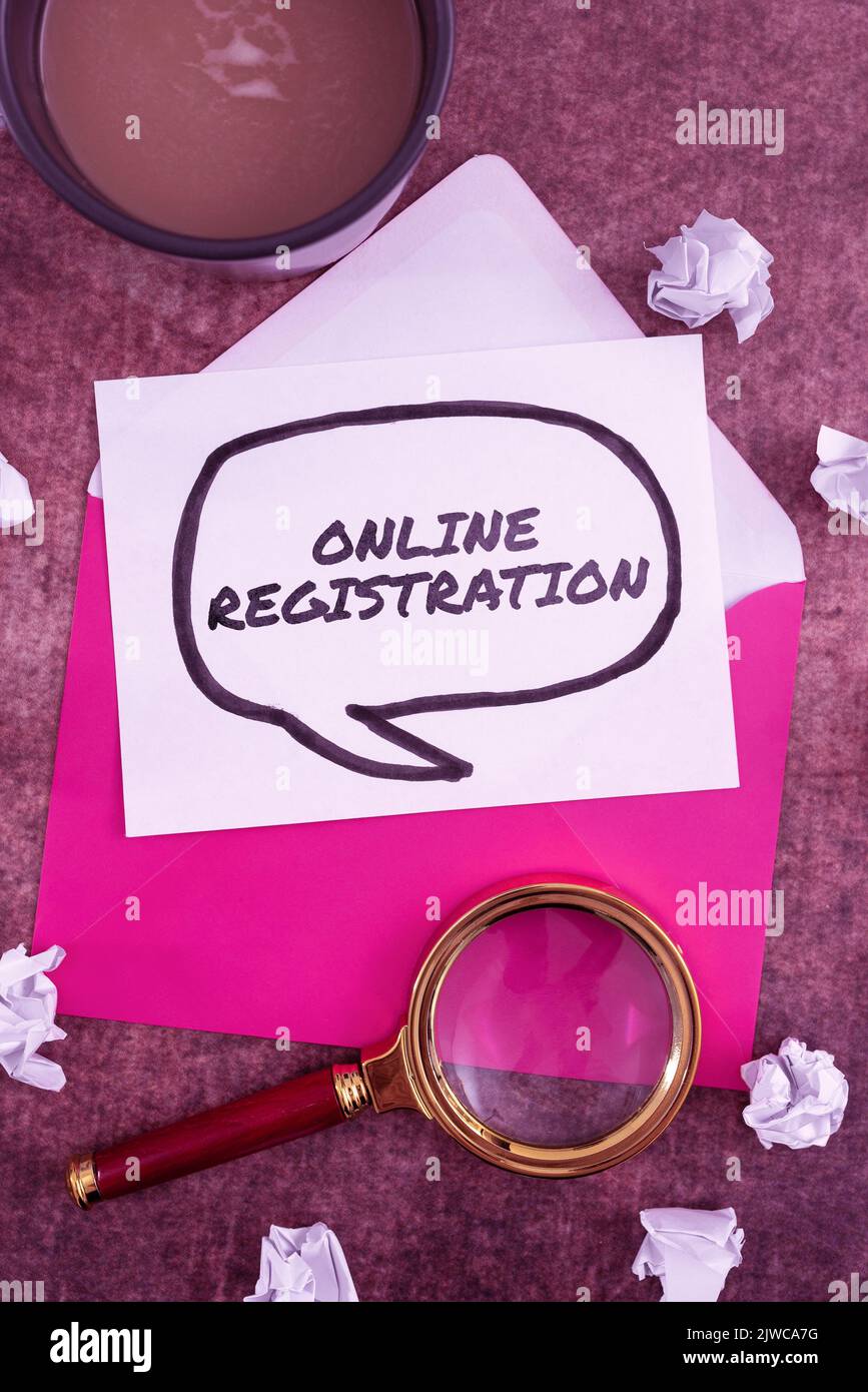 Sign displaying Online Registration. Business idea Process to Subscribe ...
