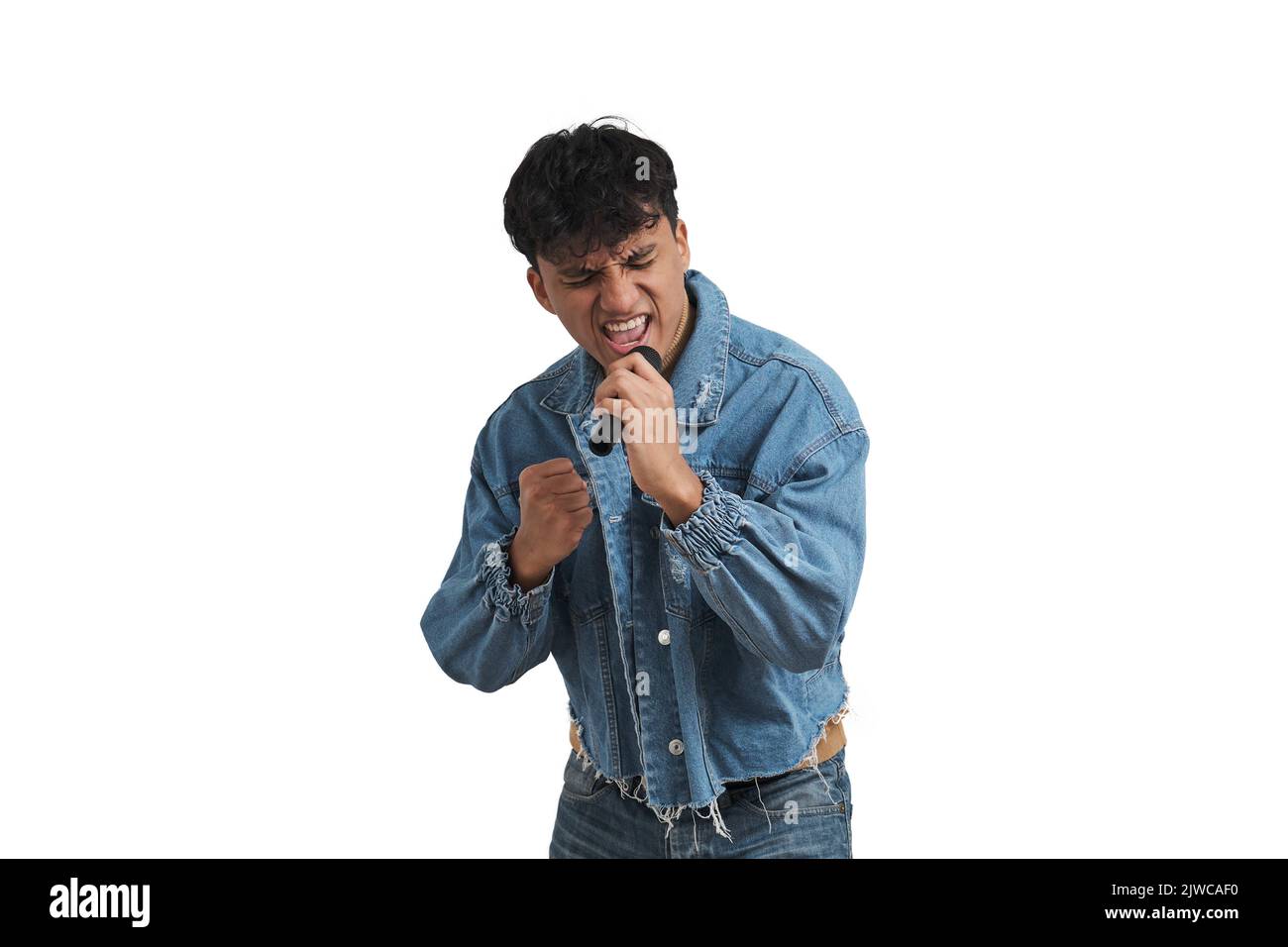 Young hispanic man singing hi-res stock photography and images - Alamy