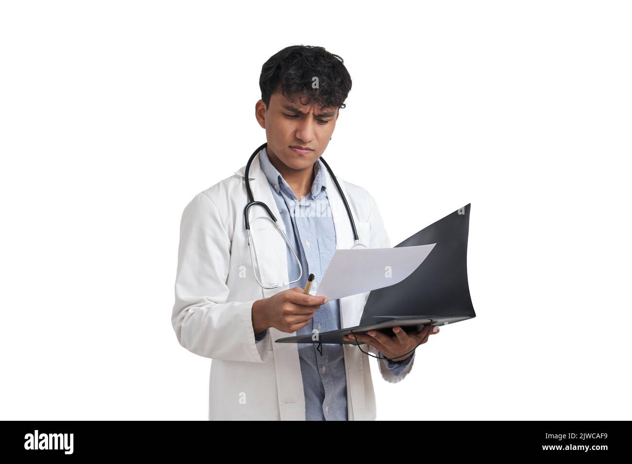 Doctor worried male on white hi-res stock photography and images - Alamy