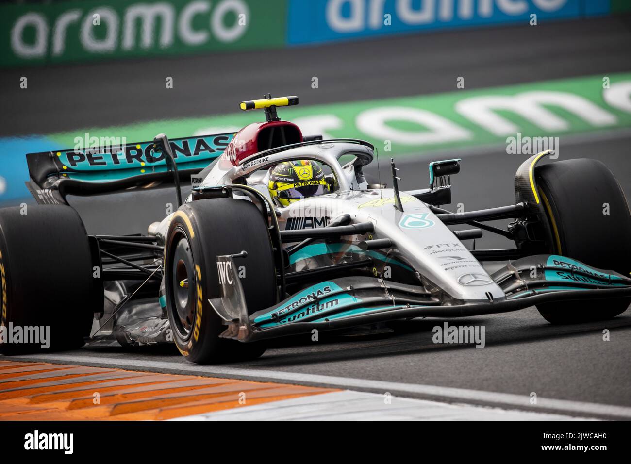 ZANDVOORT - Lewis Hamilton (44) driving the Mercedes W13 during the F1 ...