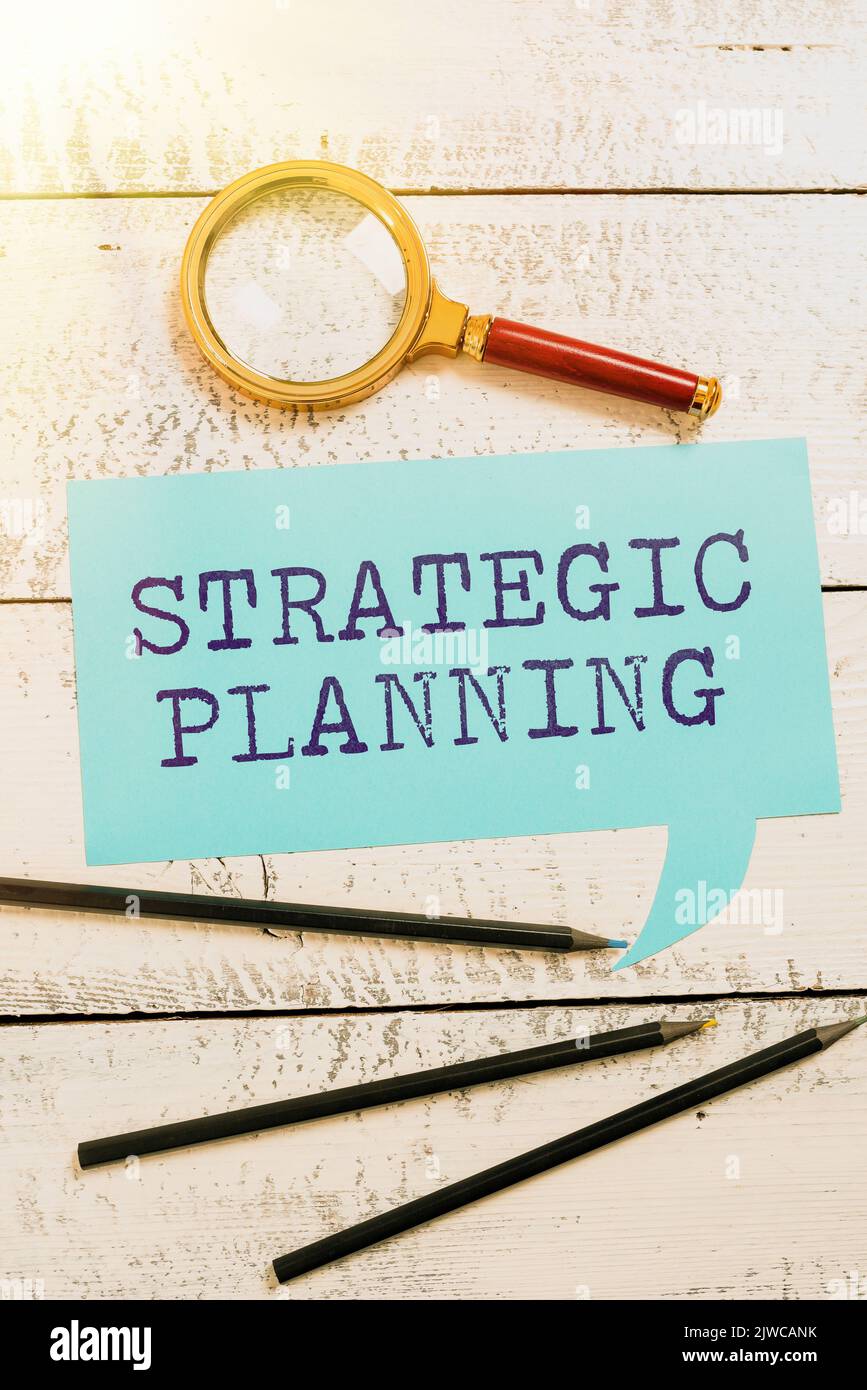 Text caption presenting Strategic PlanningOrganizational Management ...