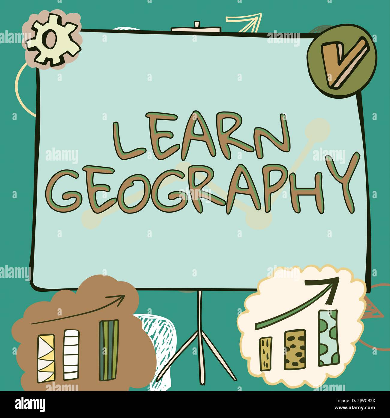 Hand writing sign Learn Geographystudy of physical features of earth ...