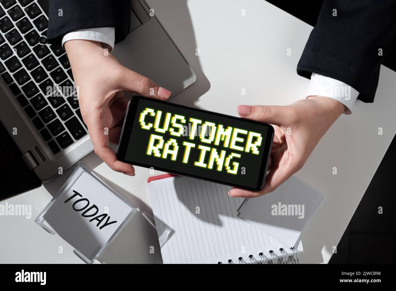 Conceptual caption Customer RatingEach point of the customers enhances the experience. Business ...