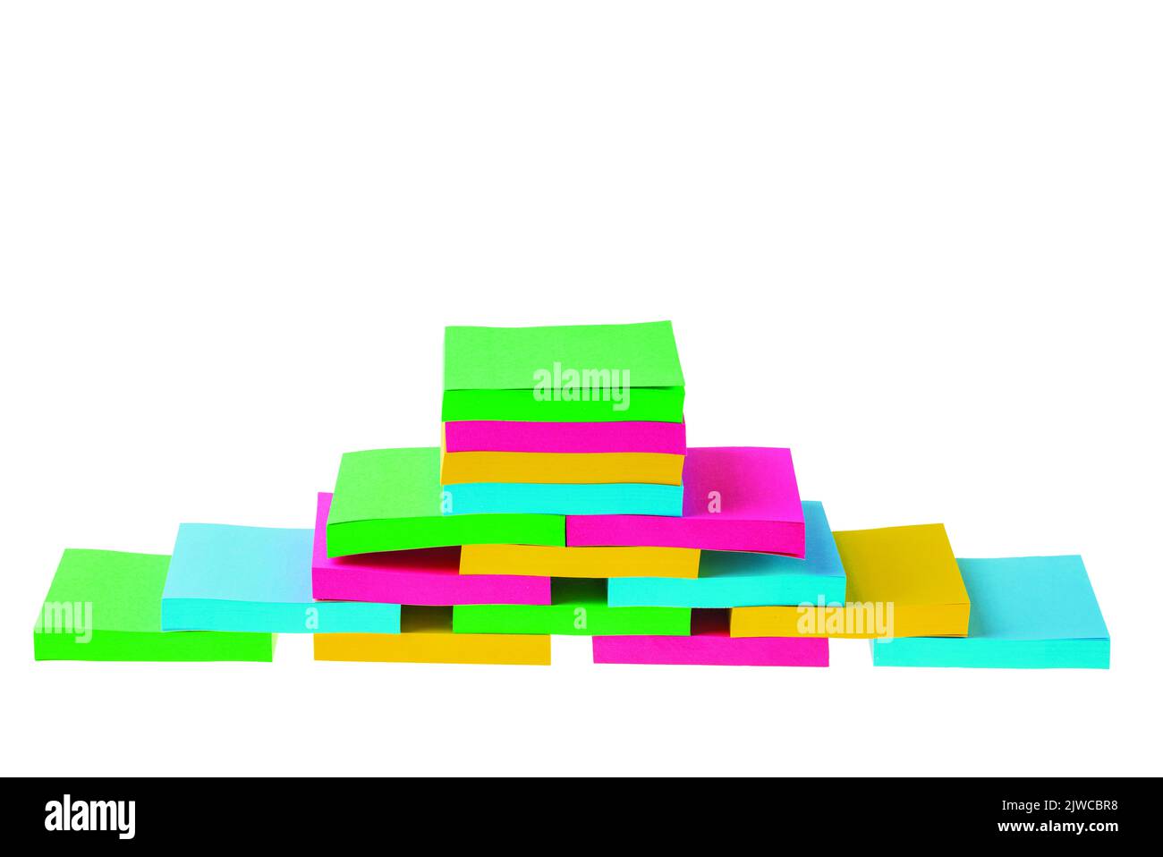 View of colorful post-it notes block isolated on white background Stock ...