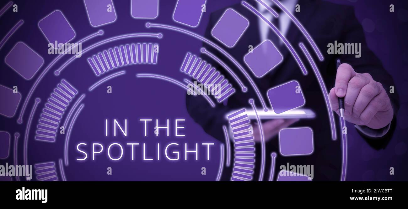 Text showing inspiration In The Spotlightwhen crowd concentrating with ...
