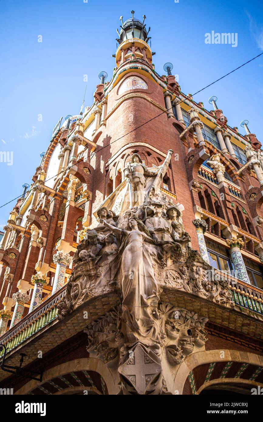 A low angle shot of beautiful buildings in Gaudi park in Barcelona ...