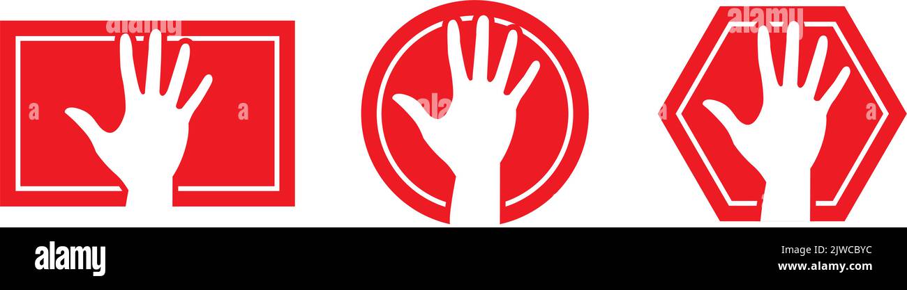 Stop sign, vector. Stop red icon. Sign Stop, keep distance. Hand ...