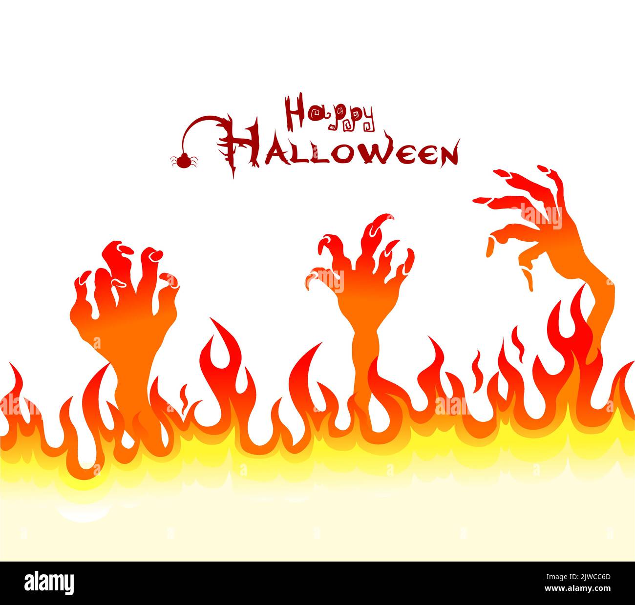 Happy Halloween. Burning flames and monster hands. Vector illustration ...